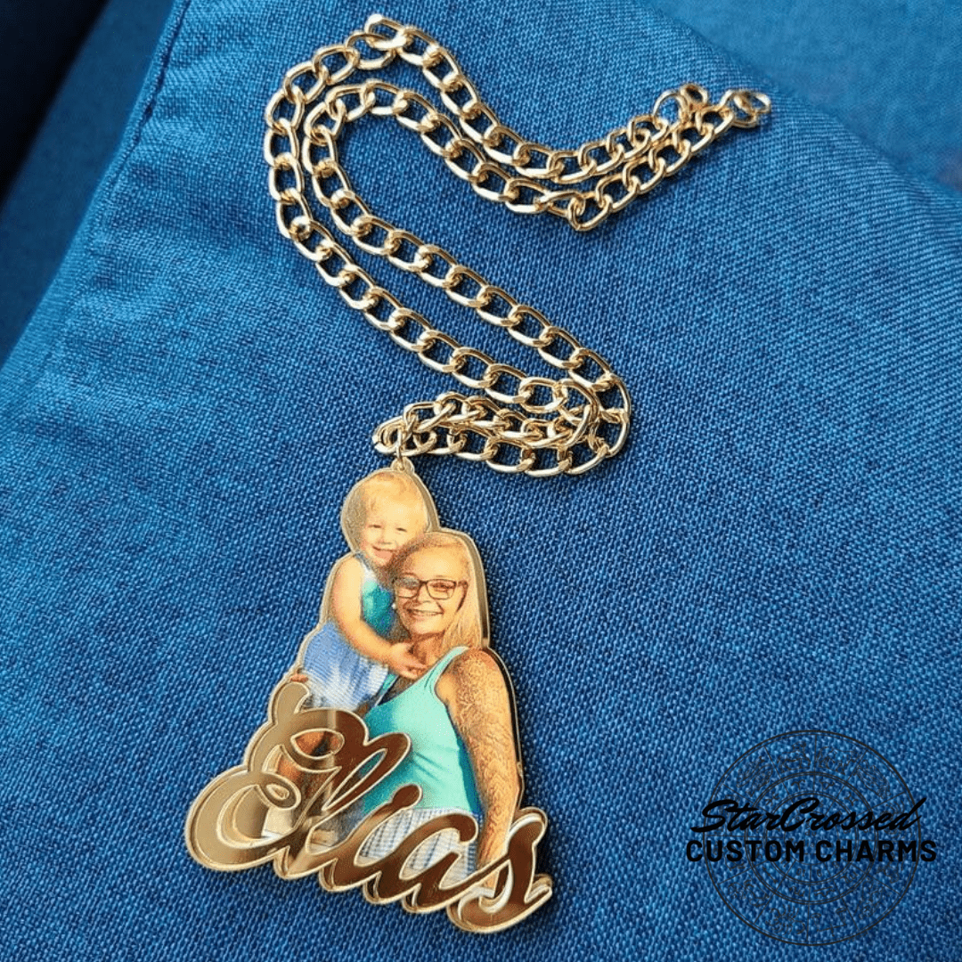 Custom 2D Laser Cut Out Picture Necklace With Name or Text ...