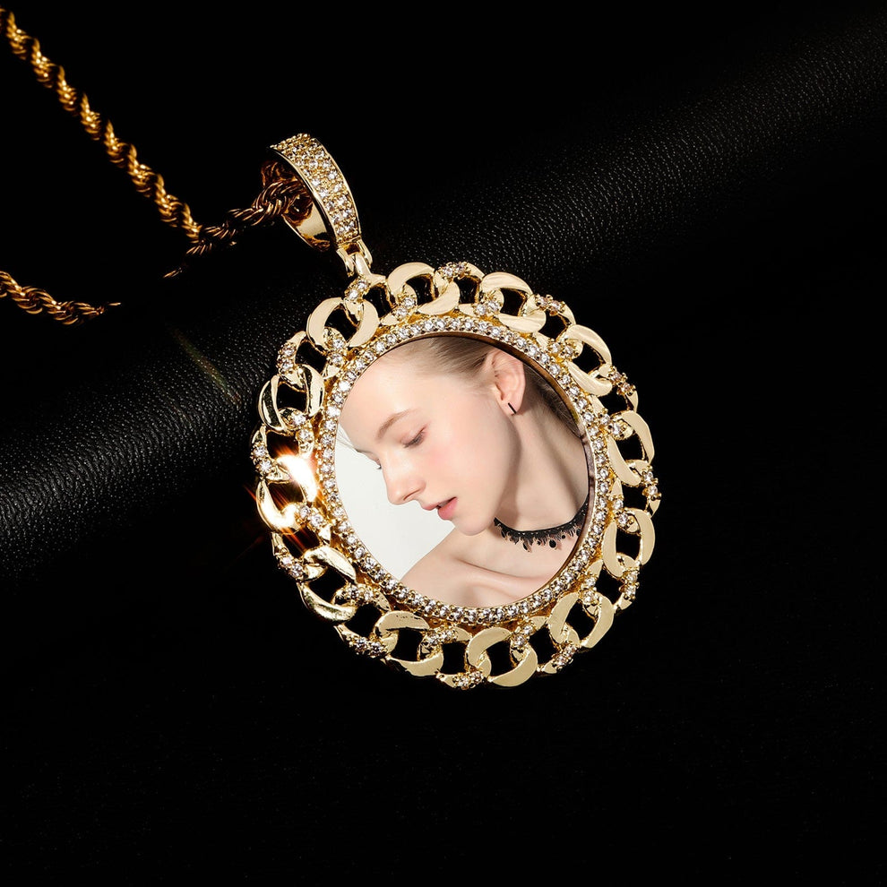Custom Cuban Link Frame Photo Necklace
